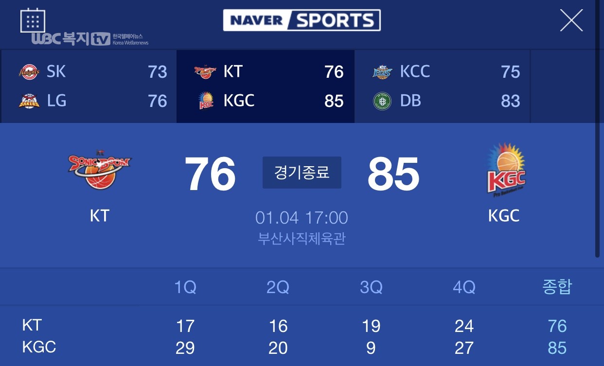 부산kt와 안양kgc